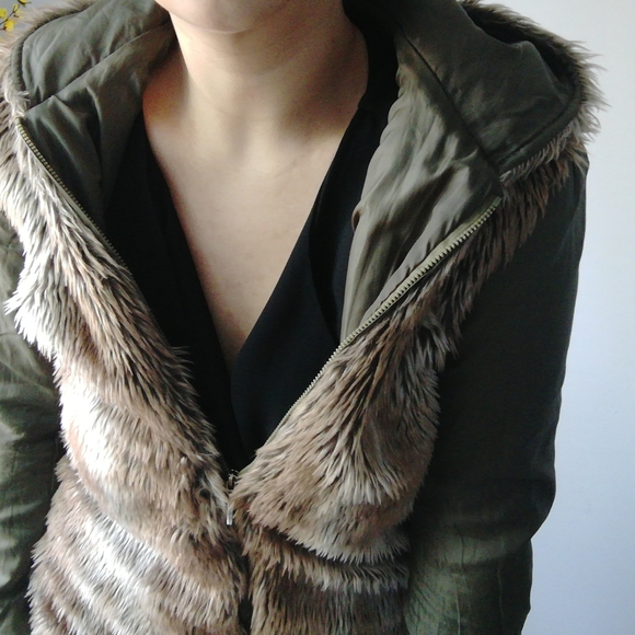 unbranded | Jackets & Coats | Fuzzy Army Green Coat | Poshmark